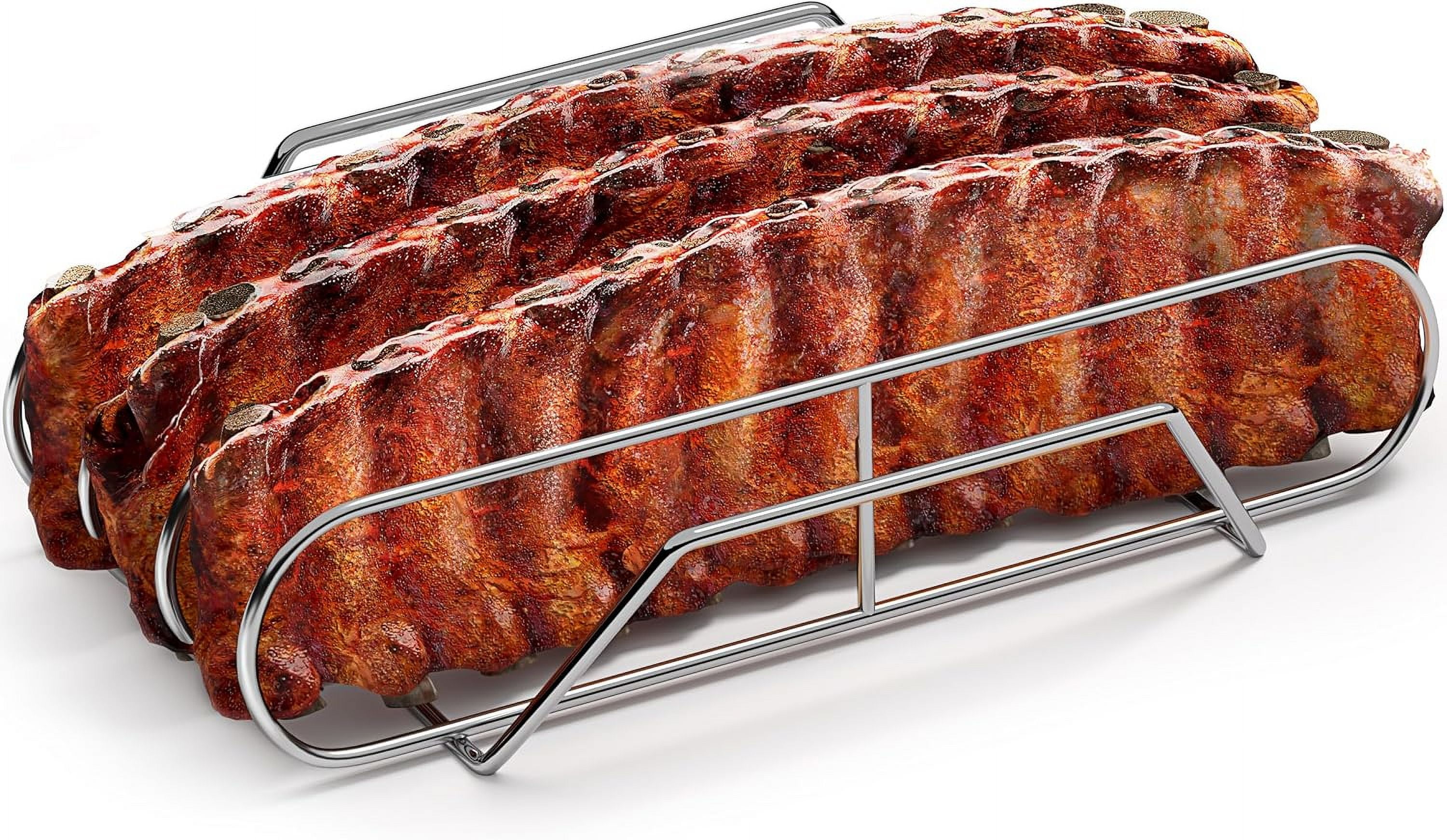 Non-Stick Rib Rack XL - Porcelain Coated Steel Roasting Stand – Holds 3 ...