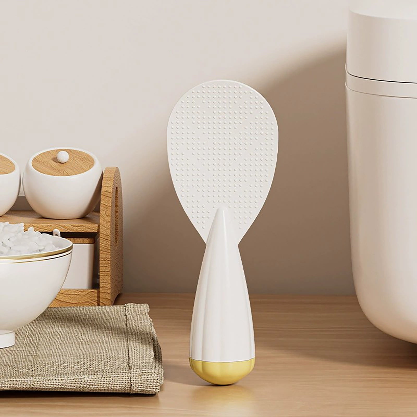 Non Stick Rice Spoon | Stand Up Tumbler Base | Heat-Resistant Plastic ...