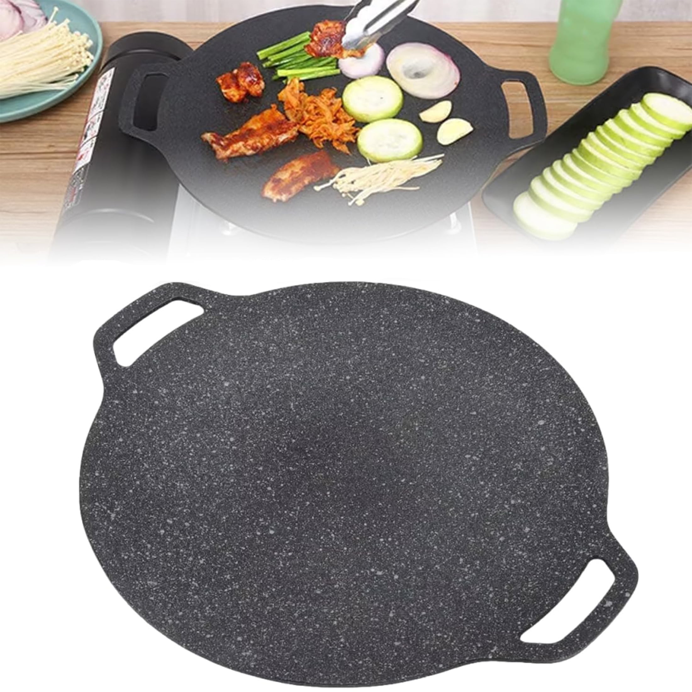 Non Stick Round Baking Pan, Korean Grill Pan for Indoor Cooking ...