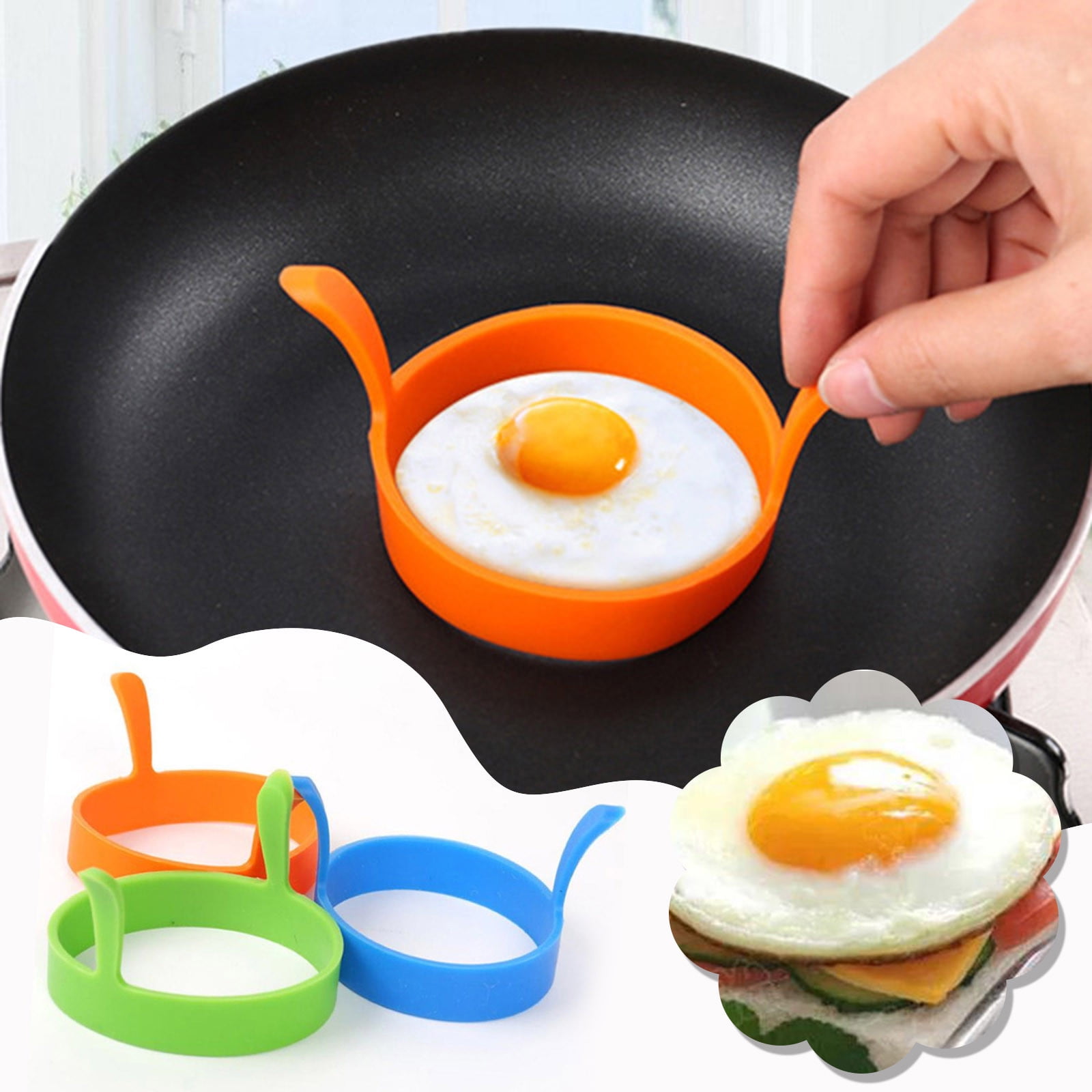 Non-Stick Round Breakfast Ring Molds for Eggs and Pancakes - 3-Pack ...