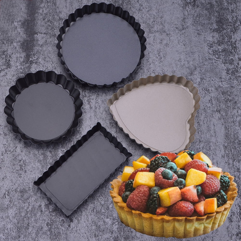 Non-Stick Wavy Heart Round Egg Tart Cake Pan - Baking Cheese Tray ...