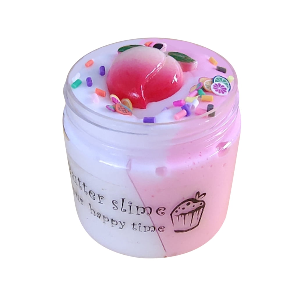 Non-Sticky 2 Colors Fruitcake Sludge Toys Super Soft Slime Cup Toy ...