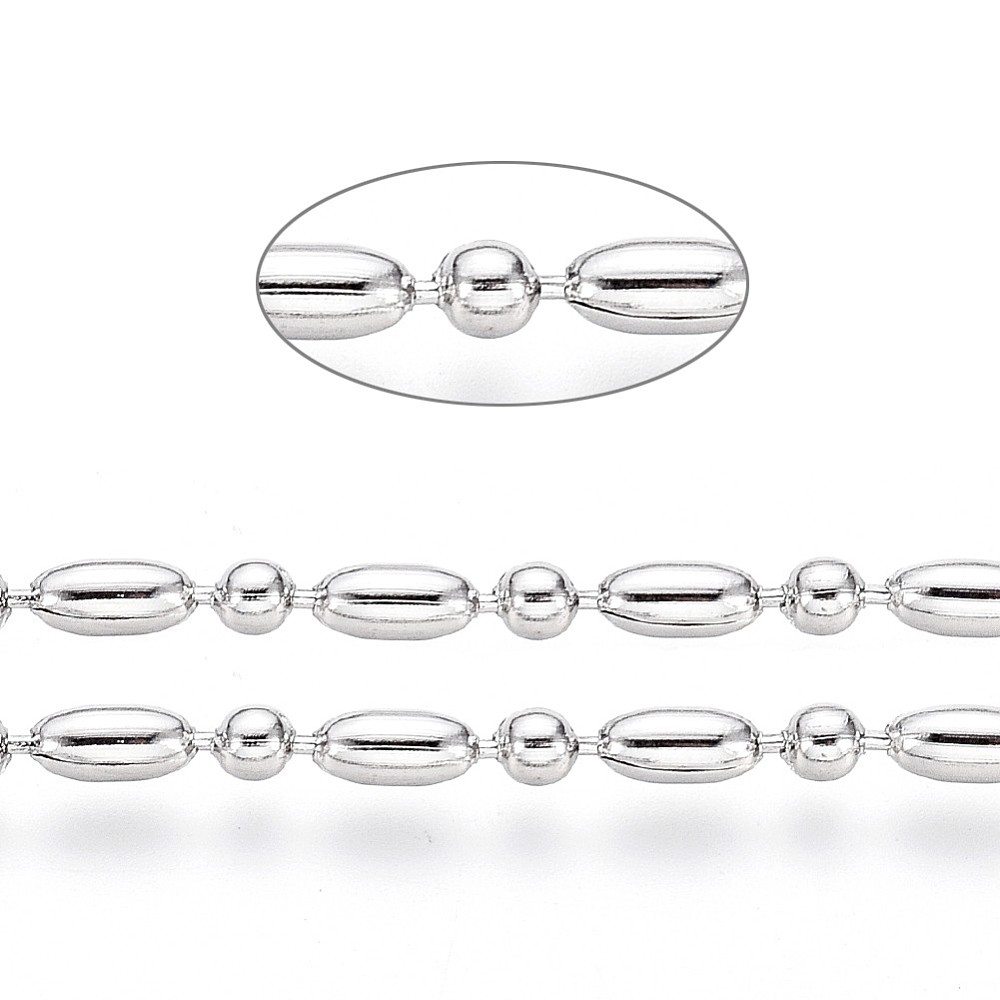 Non-Tarnish 304 Stainless Steel Ball Chains Stainless Steel Color Rice ...