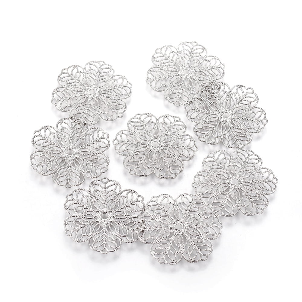 Non-304 Stainless Steel Filigree Joiners Flower Stainless Steel Color ...