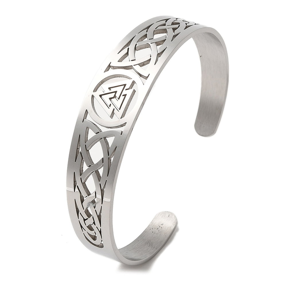 Non-Tarnish 304 Stainless Steel Hollow Cuff Bangles Trinity Knot ...