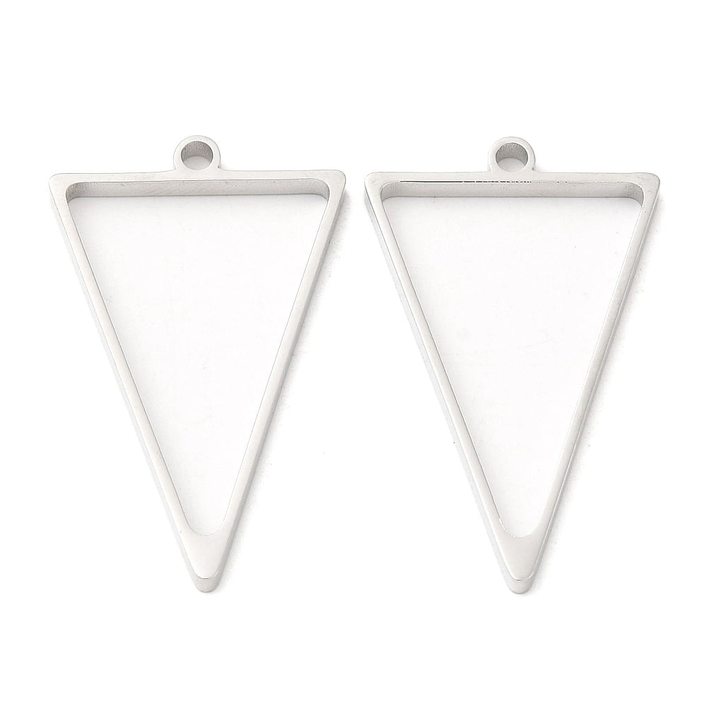 Non-Tarnish 304 Stainless Steel Open Back Bezel Triangle Pendants For DIY UV Resin Epoxy Resin ...