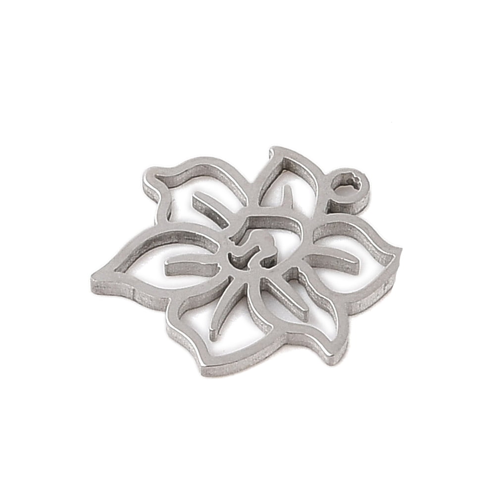 Non-Tarnish 304 Stainless Steel Pendants Laser Cut Hollow Birth Flower ...