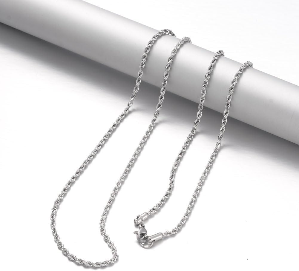 Non-Tarnish 304 Stainless Steel Rope Chain Necklaces with Lobster Claw ...