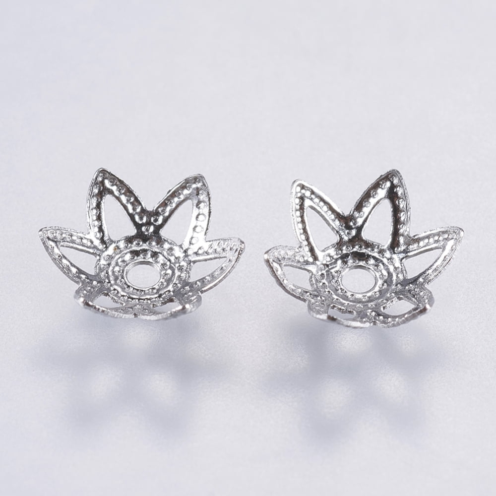 Non-Tarnish 316 Surgical Stainless Steel Fancy Bead Caps Flower 6-Petal ...
