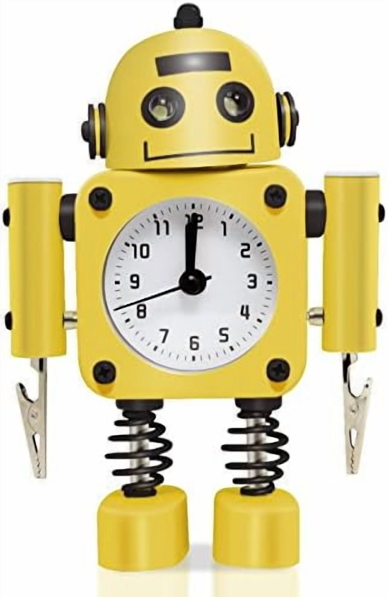 Non-Ticking Robot Alarm Clock Stainless Metal - Wake-up Clock with ...