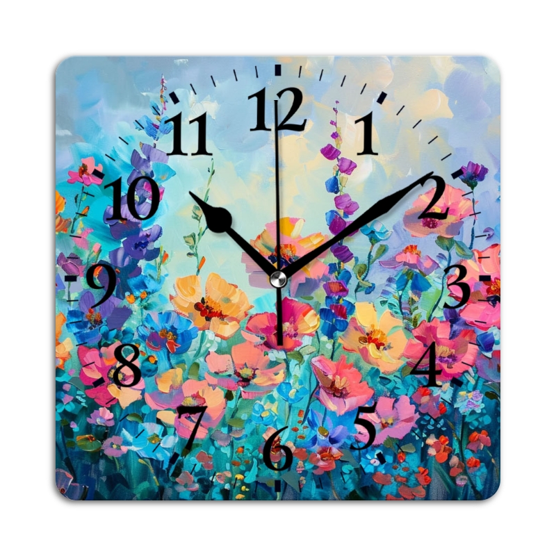Square Wall Clock,Spring Color Palette Of Sky Blue And Purple Hues ...