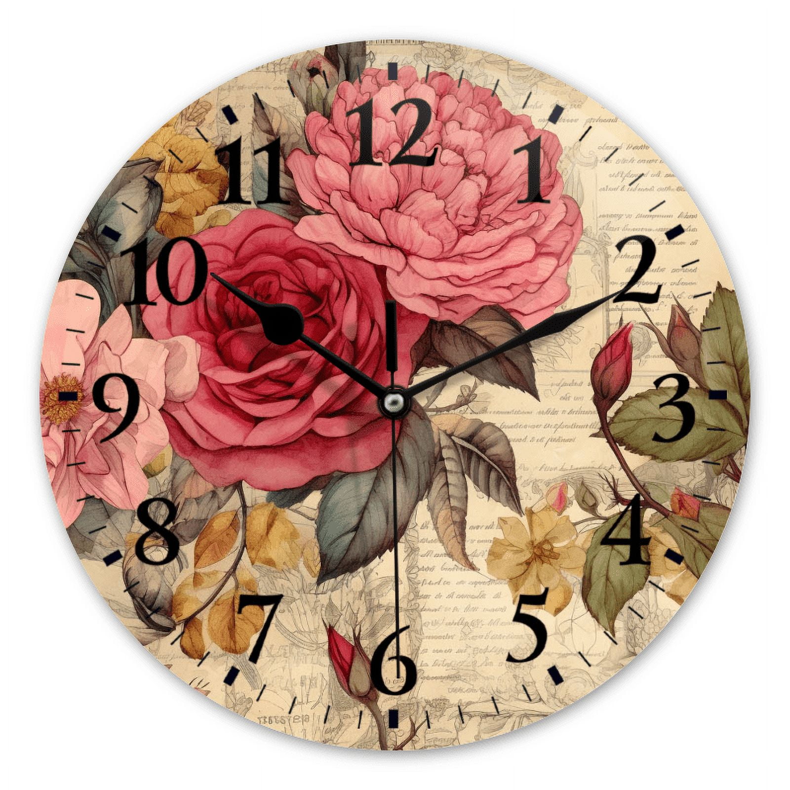 Round Analog Wall Clocks with Non-Ticking Sweep Movement,Battery ...