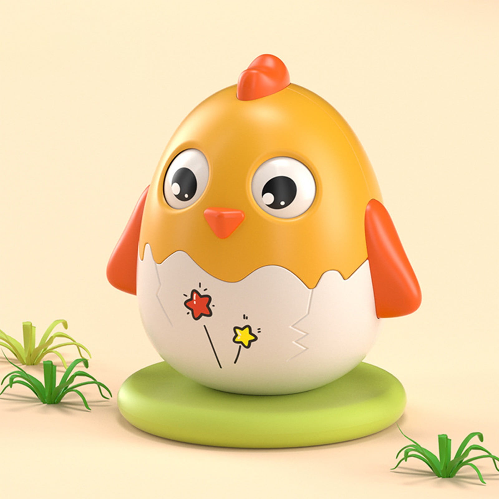 Non-Tipping Chick Tumbler Toy, Wobble Bell Rattle with Blinking Eyes ...
