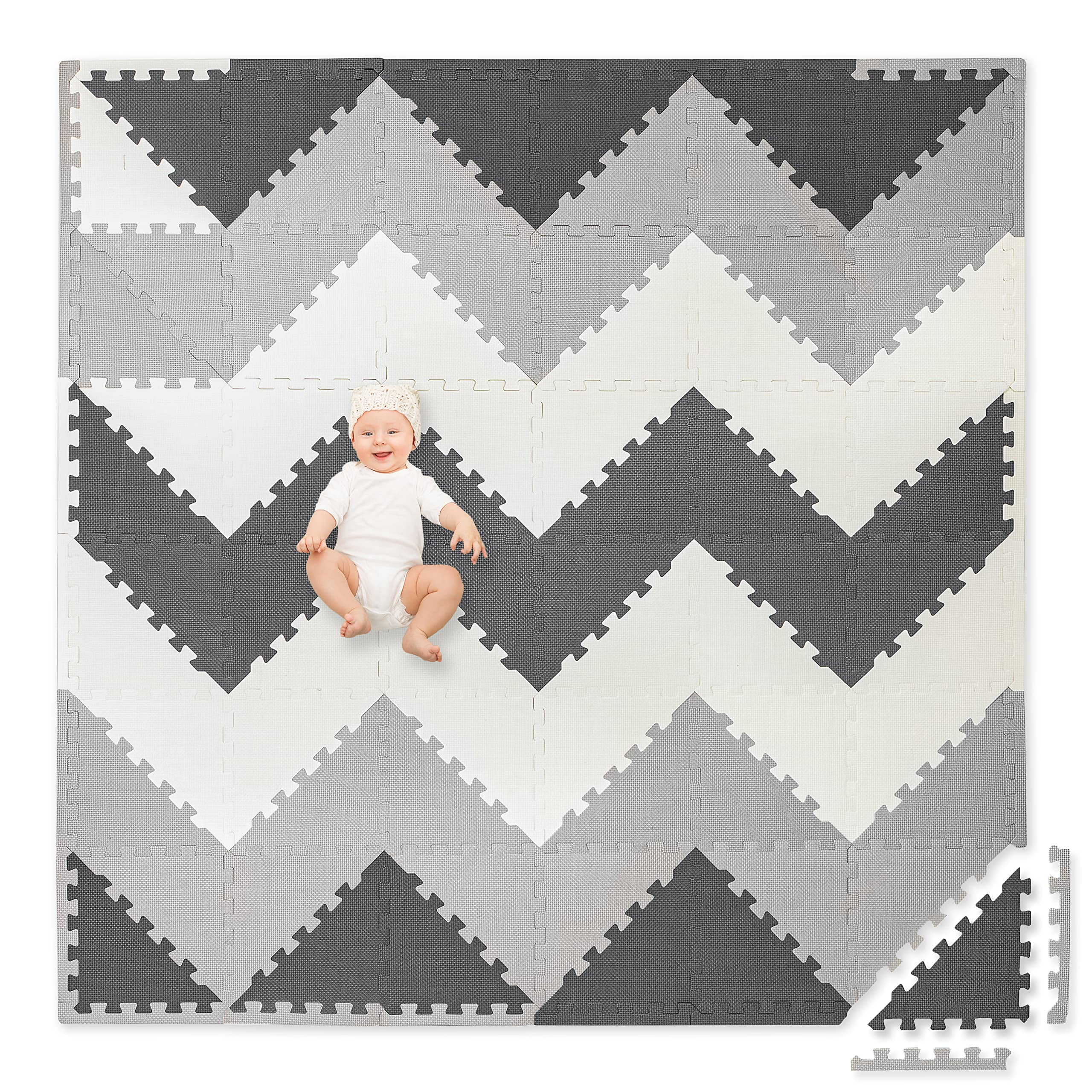 Play Platoon Non-Toxic Extra-Thick 96 Piece Triangle Play Mat ...