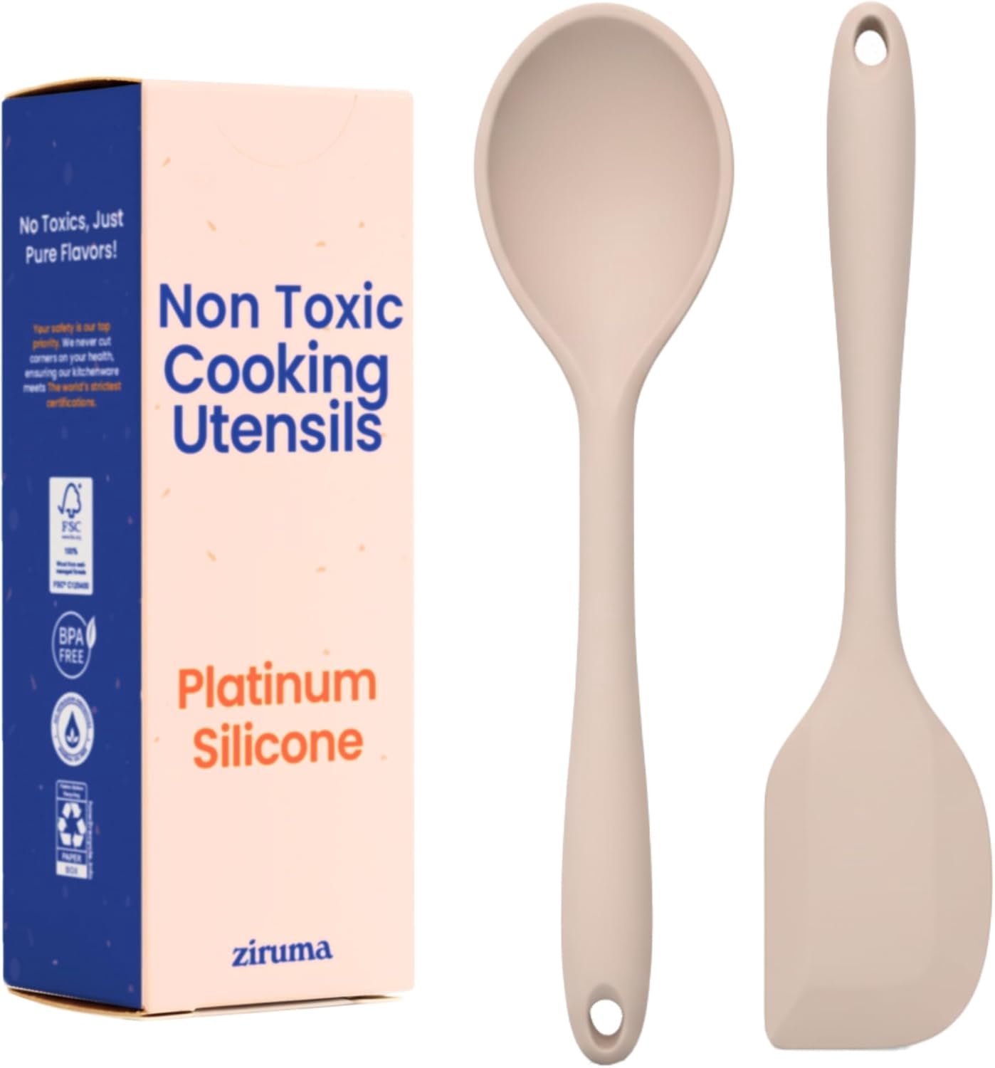 Non-Toxic Platinum Silicone Kitchen Utensil Set of 2 – Non-Scratch ...