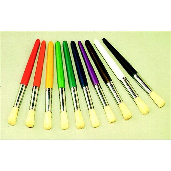 Non-Toxic Stubby Plastic Handle Paint Brush Pack - 7.50 In. - Assorted ...