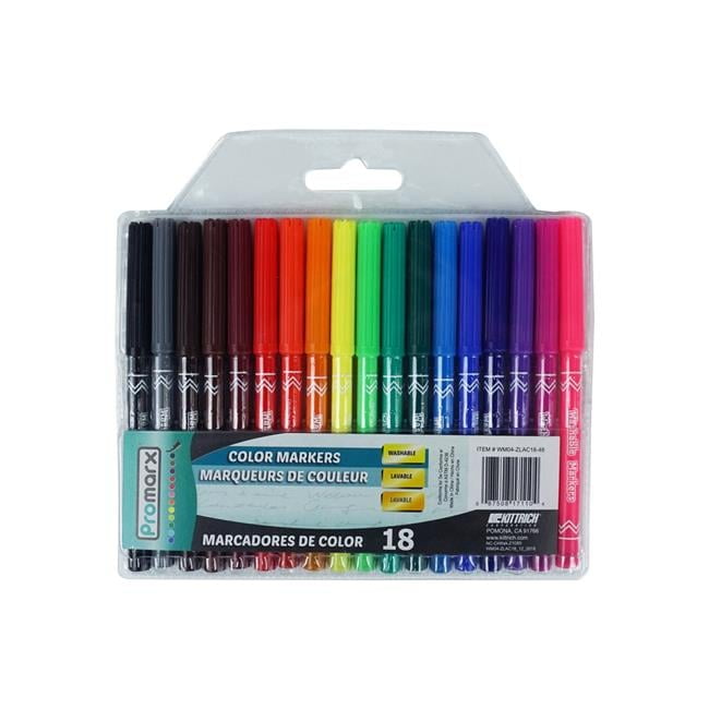 Non-Toxic Washable Markers, Assorted Color - 18 per Pack - Case of 48 ...