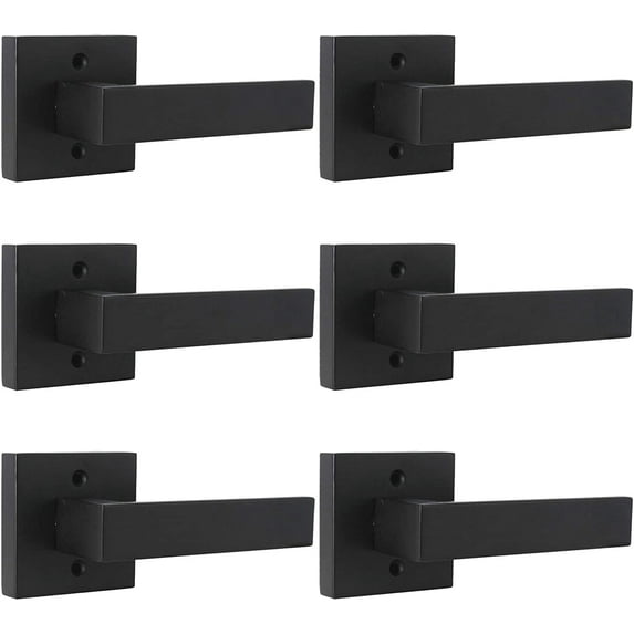Non-Turning Half-Dummy Levers in Matte Black, Stainless Steel Square ...