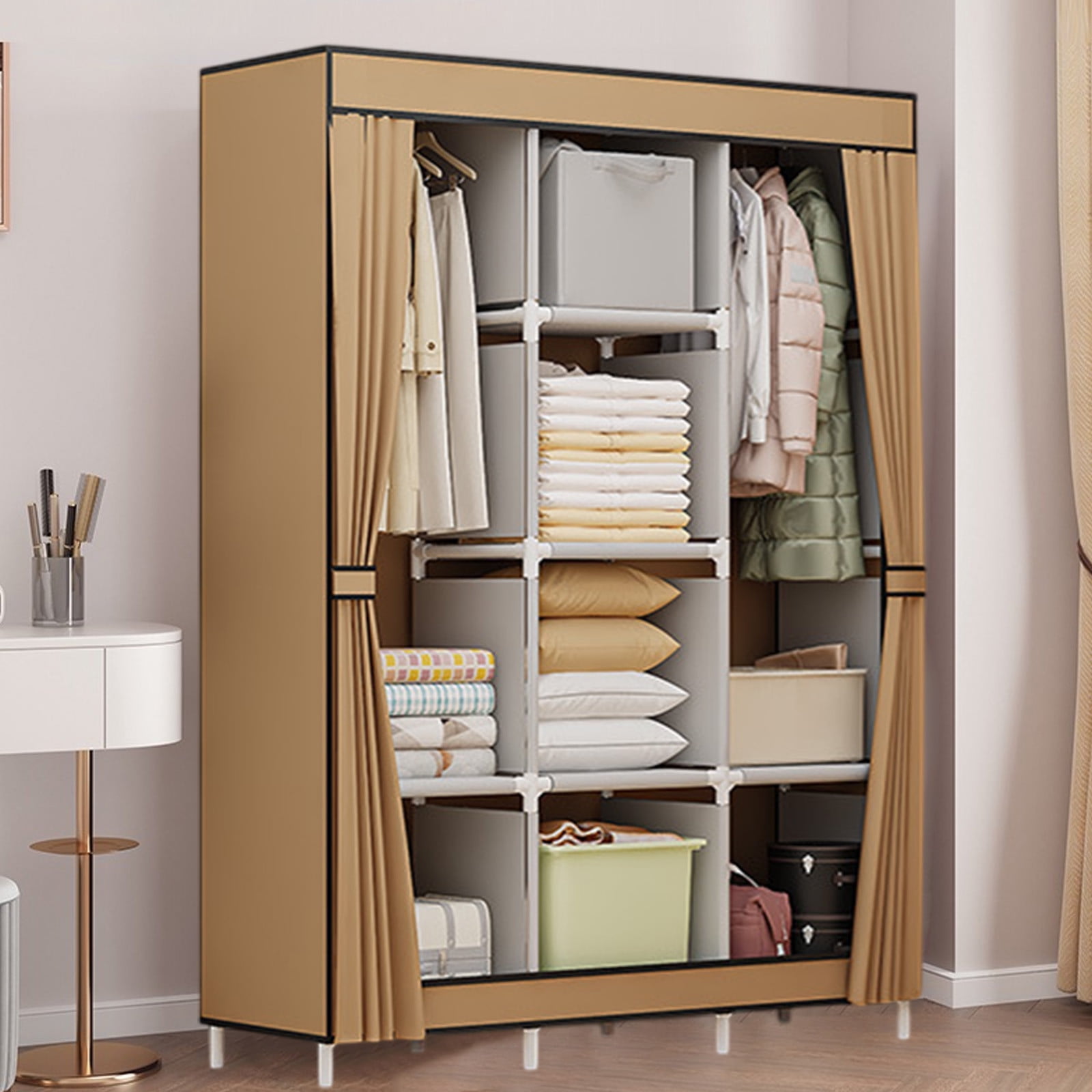 Non-Woven Fabric Closet Organizer - 66.9x51.1x17.7in Modular Wardrobe ...
