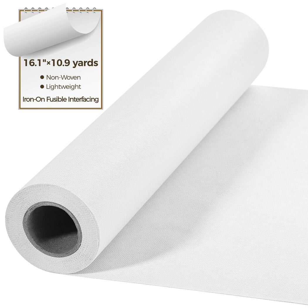 Non-Woven Iron-On Fusible Interfacing, 16.1"×10.9yd Lightweight Apparel ...