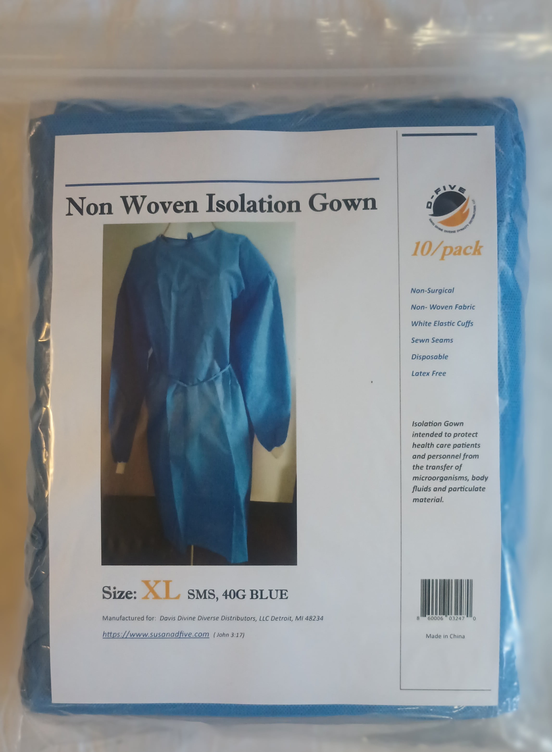 Non Woven Isolation Gown 40G Blue - Walmart.com