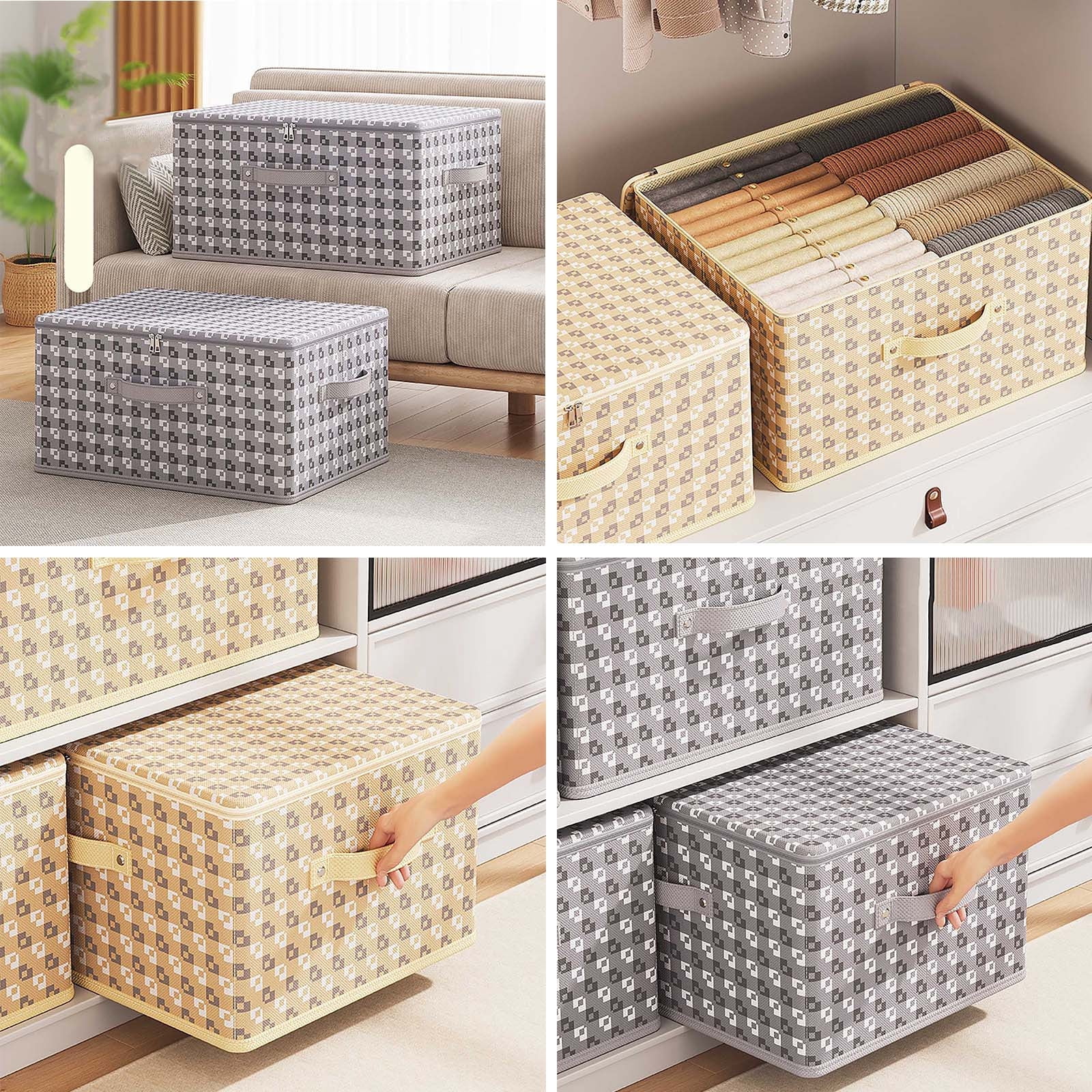 Non Woven Zipper Storage Box | Foldable Clothes Organizer | Heavy Duty ...