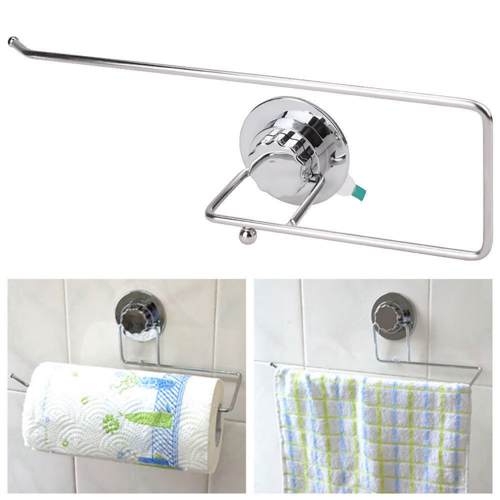 Non-drilled Stainless Steel Suction Cup Toilet Paper Rack, High Load ...