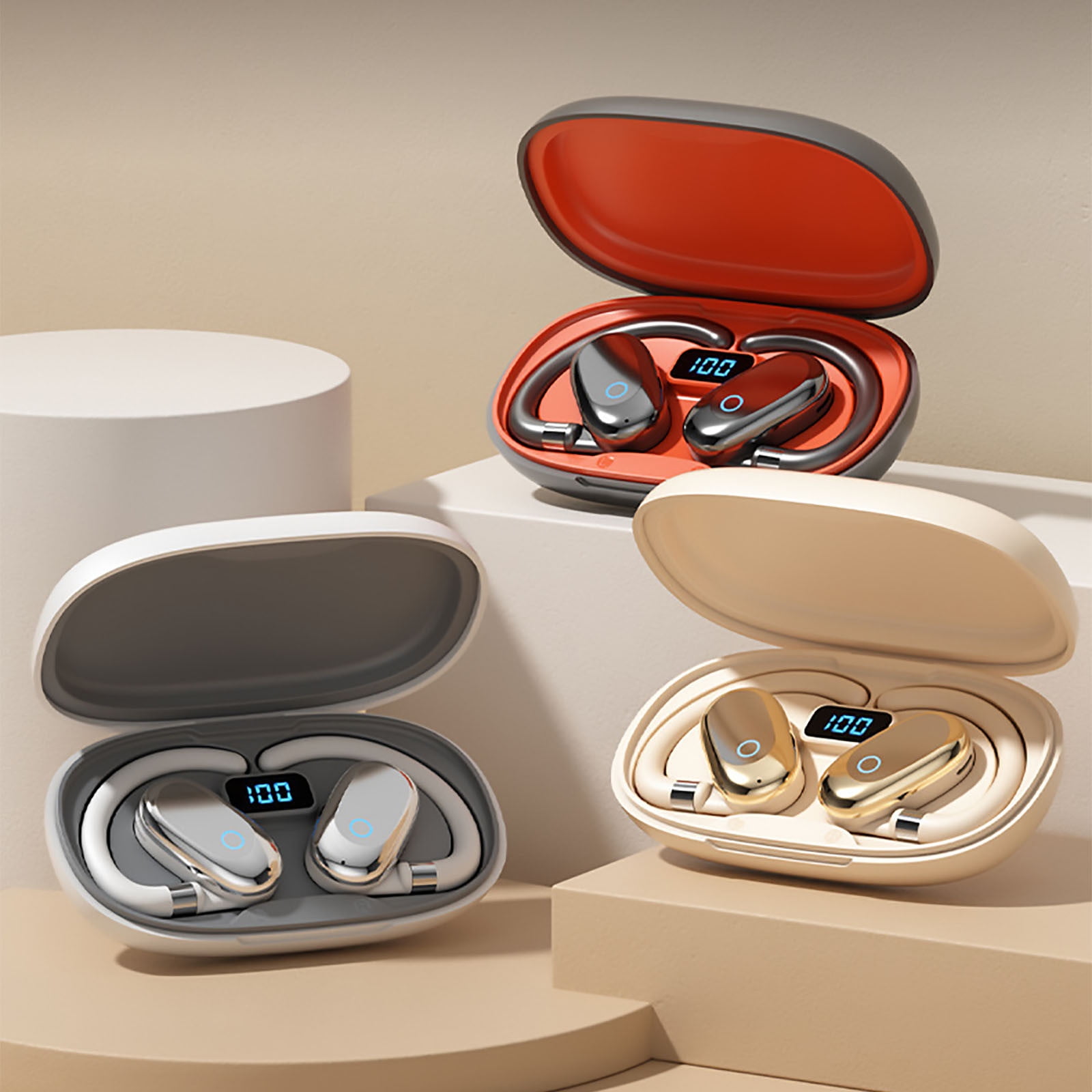 Non-in-Ear Hanging Sports Bluetooth 5.4 Earphones - Wireless ...