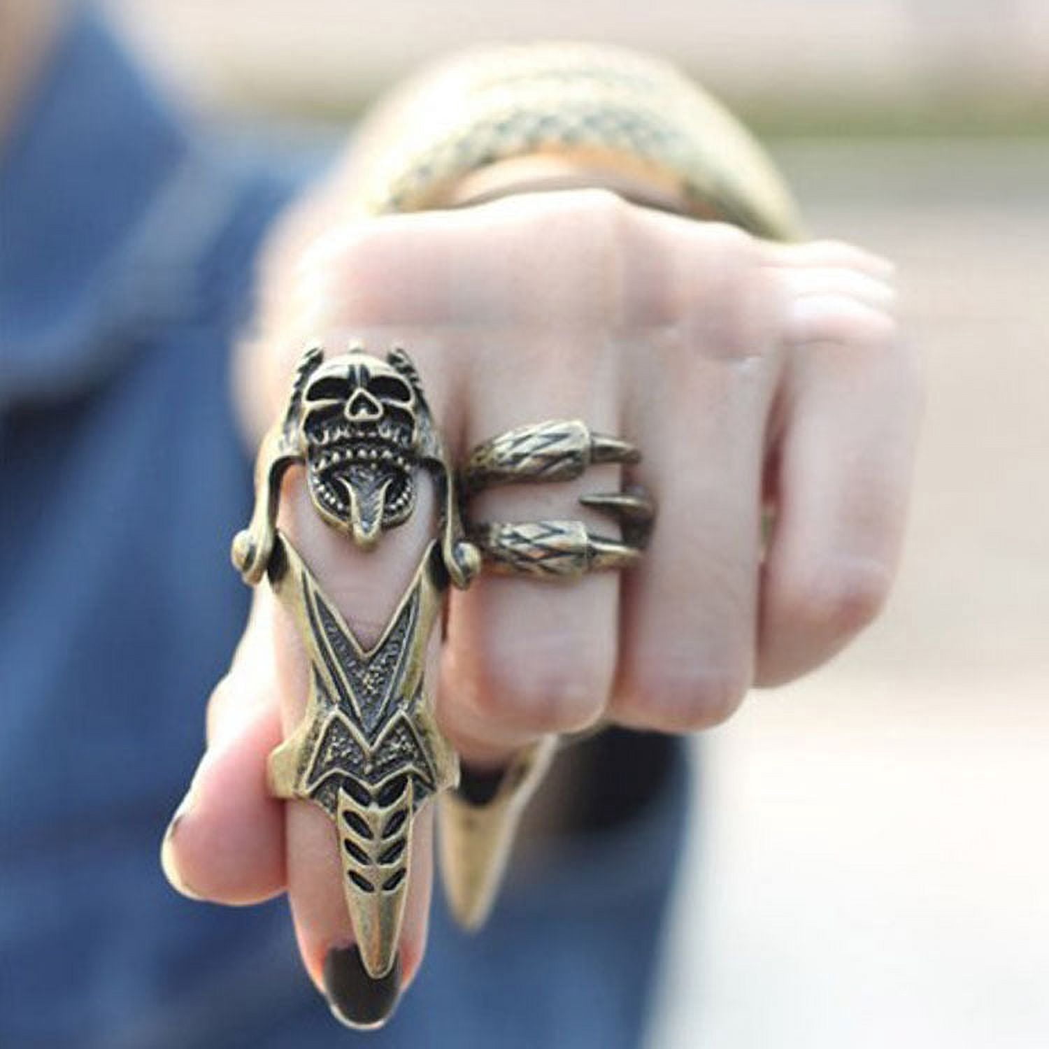 Non-mainstream Metal Retro Skull Joint Ring - Walmart.com