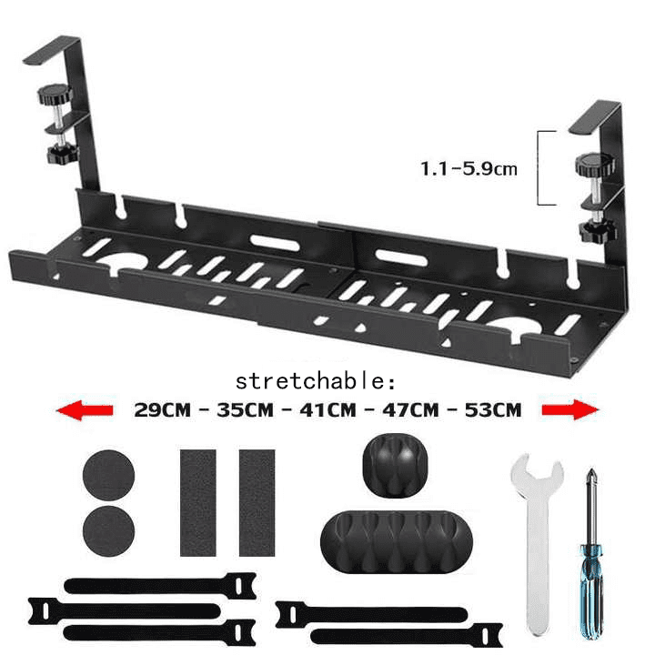 Non-punching adjustable adjustable length under the table cable rack ...