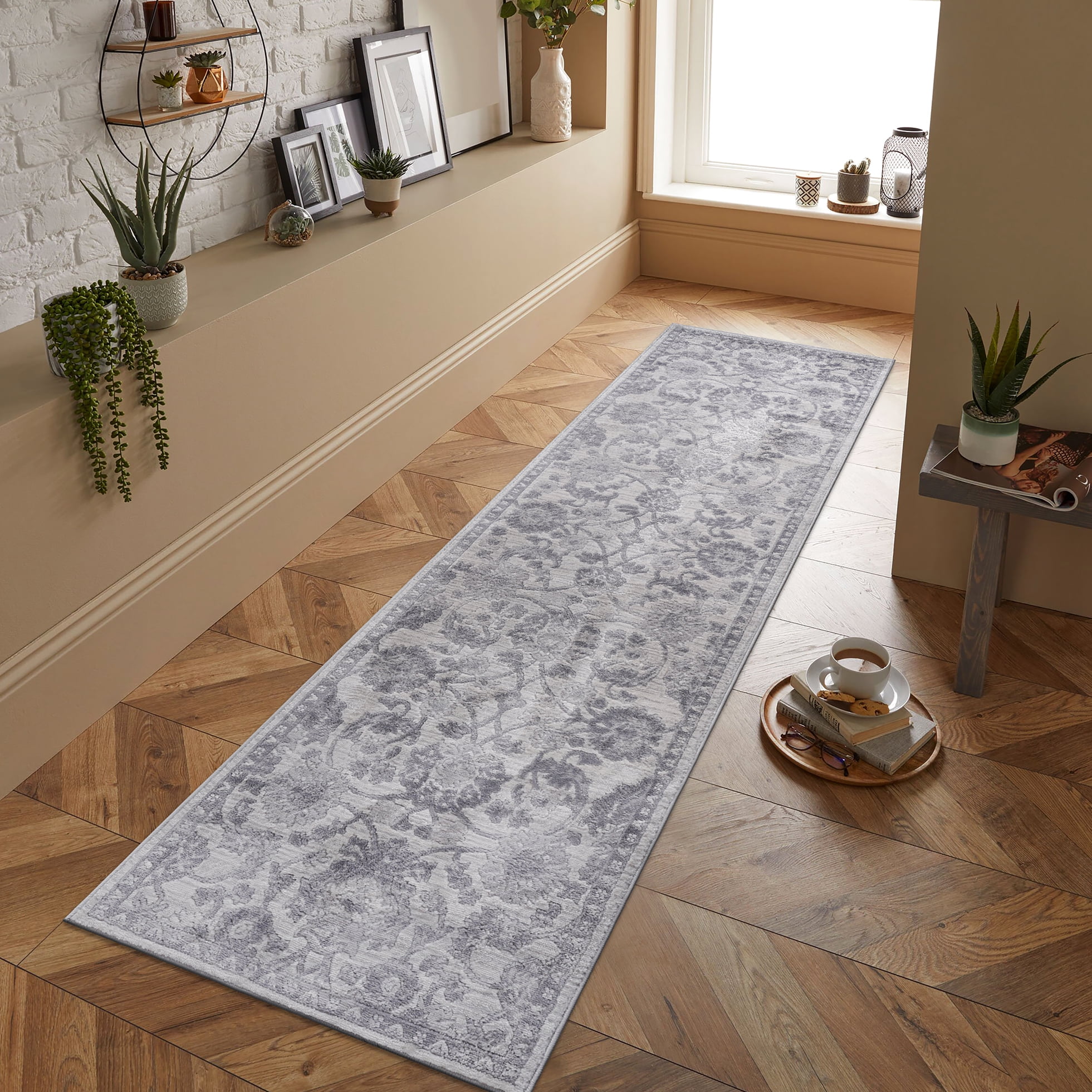 Non-shedding Grey Area Rug For Dining Room, Stain , Stylish Design Grey ...
