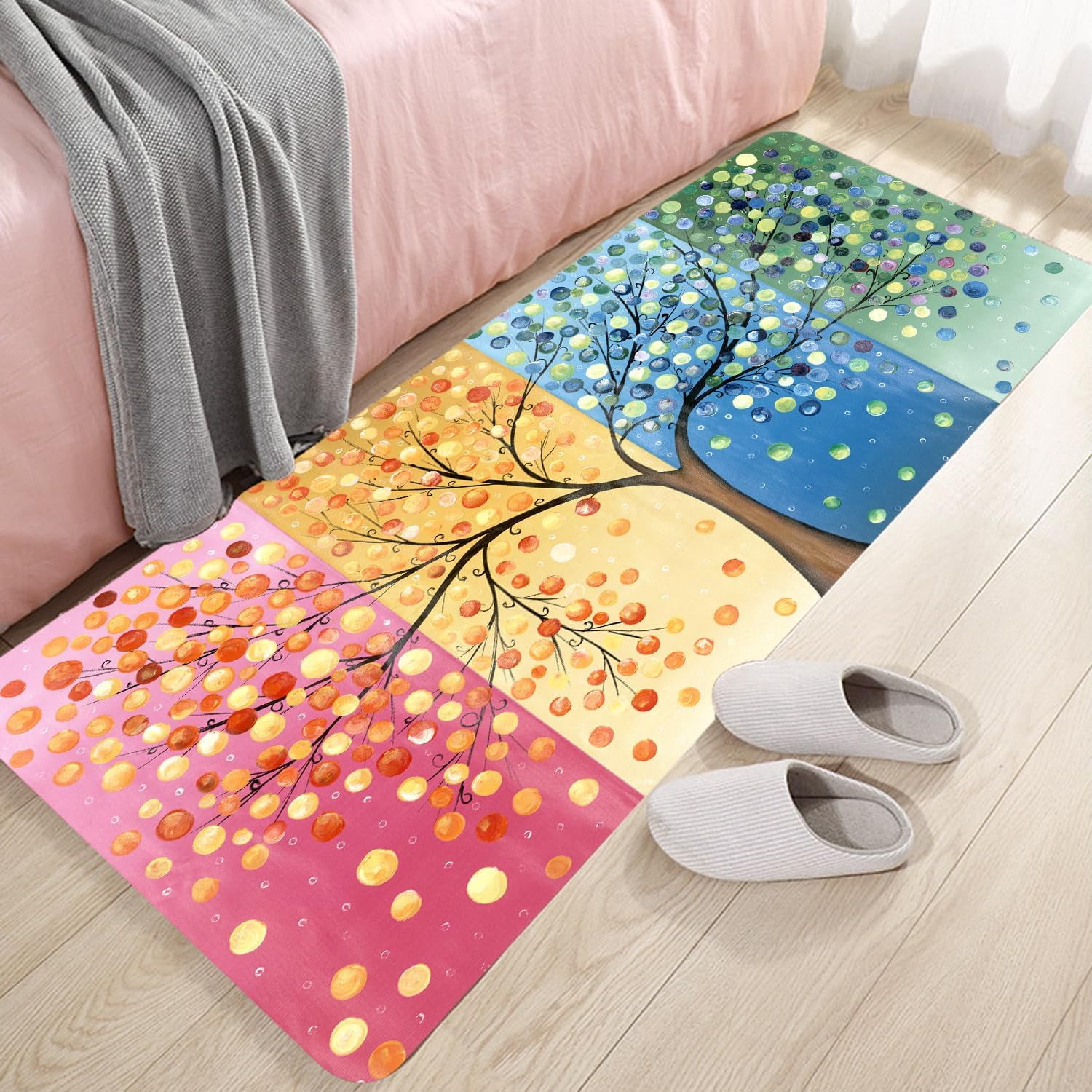 Non-skid Low Pile Sponge Foam Door Entry Rug for Bathroom Mat, Rainbow ...