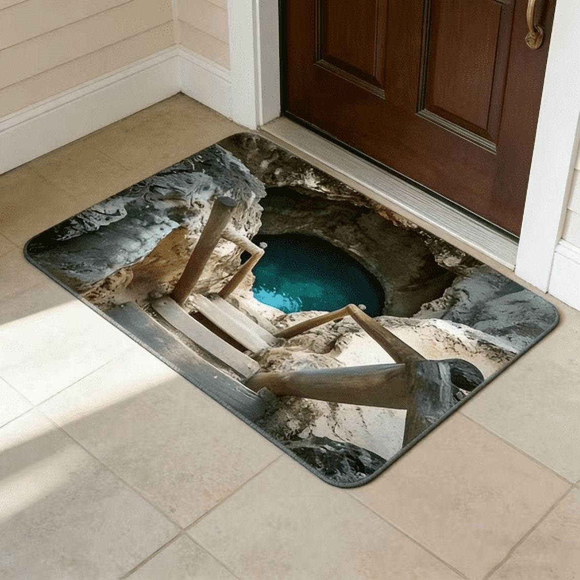 Non-slip 3D Hole Entrance Mat Crystal Velvet Bath Rug for Bathroom ...