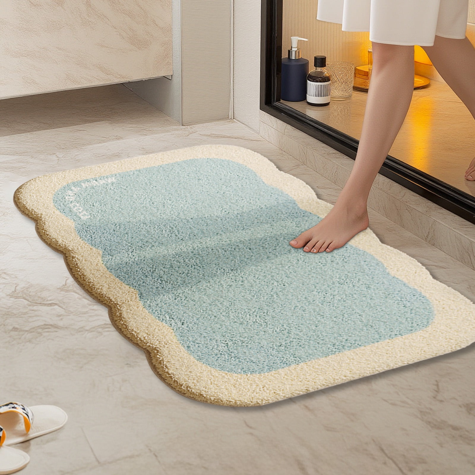 Non-slip Bath Mat with Massage Texture, 60x90cm Polyester Multicolor ...