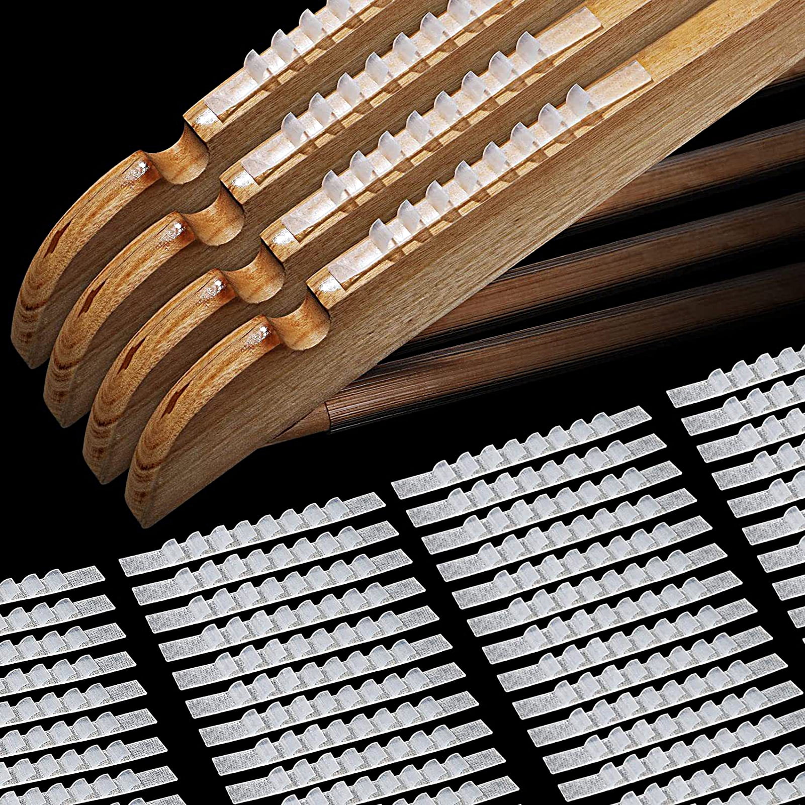 Non slip Hanger Grips for Wood Hangers Clear Rubber Hanger Grip ...
