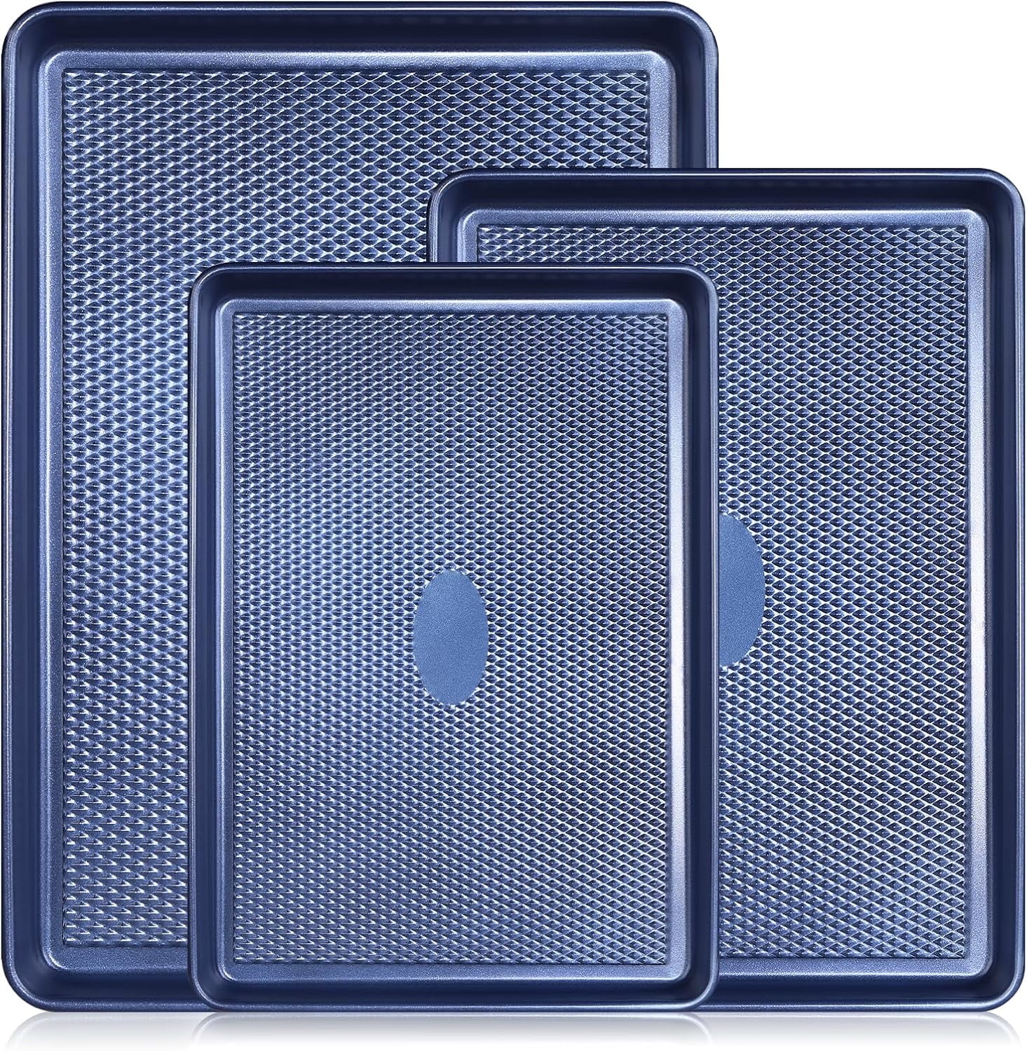 Non-stick Baking Sheet Set of 3, Cookie Sheets For Baking with Square ...