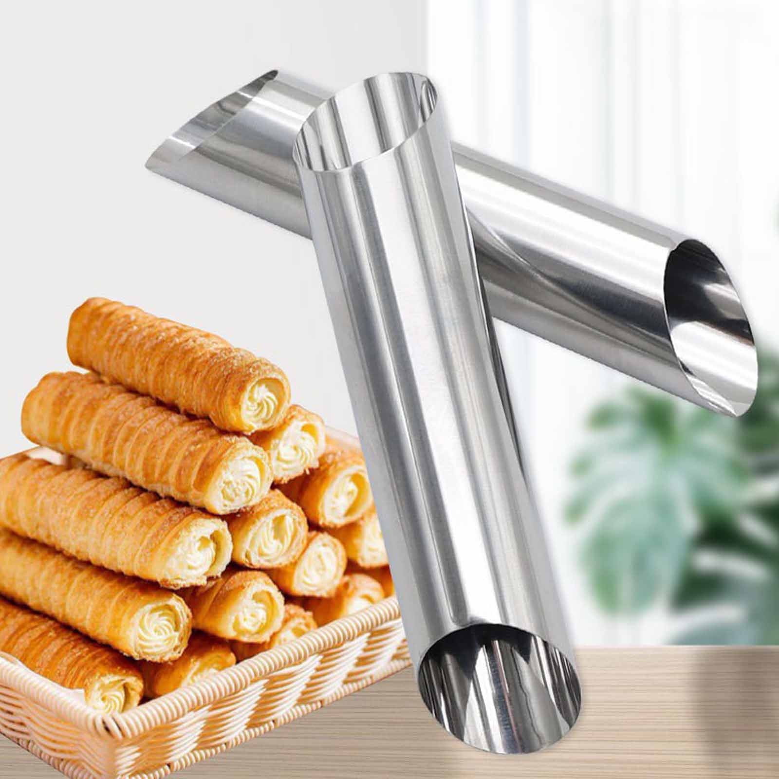 Non-stick Cream Cannoli Tubes, Stainless Steel Slant Croissant Molds ...