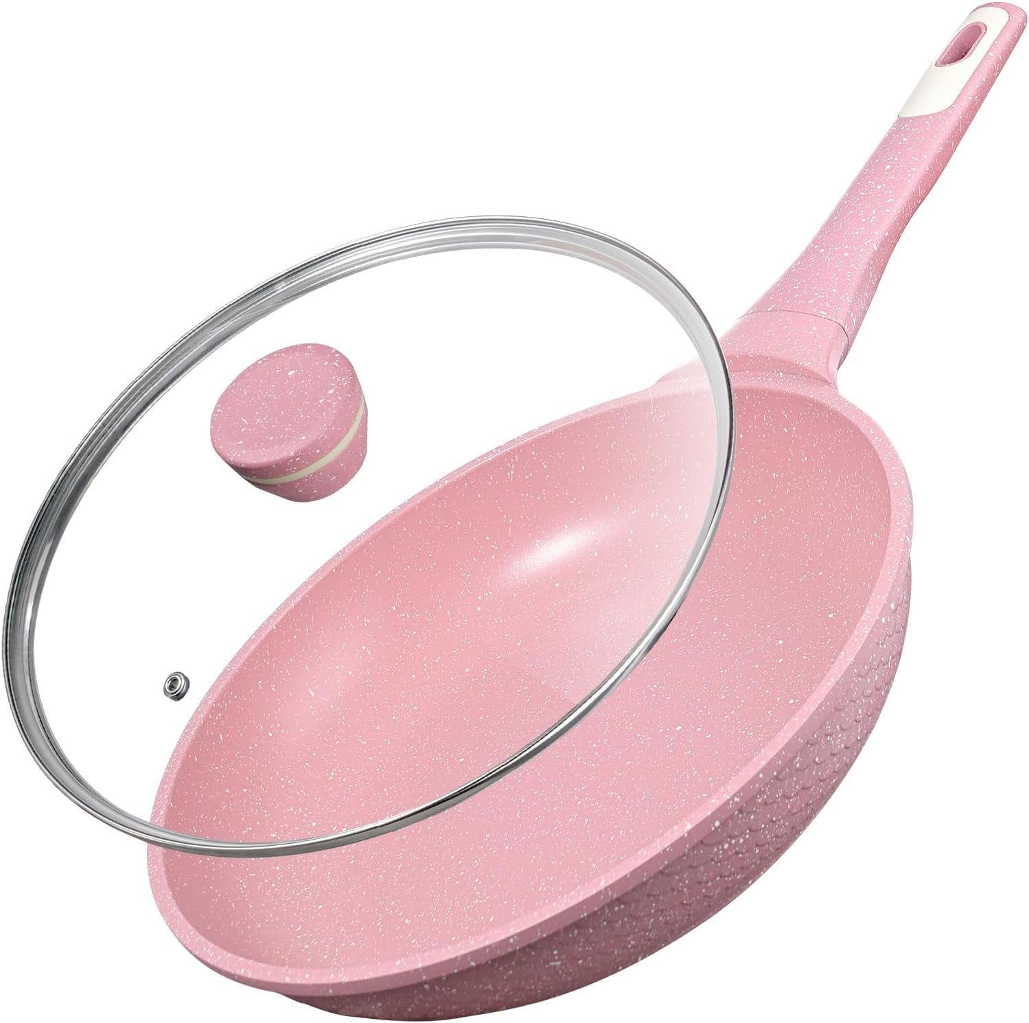 Non stick Frying Pans with Lid 8 in, omelette pan & Pink pan Healthy ...