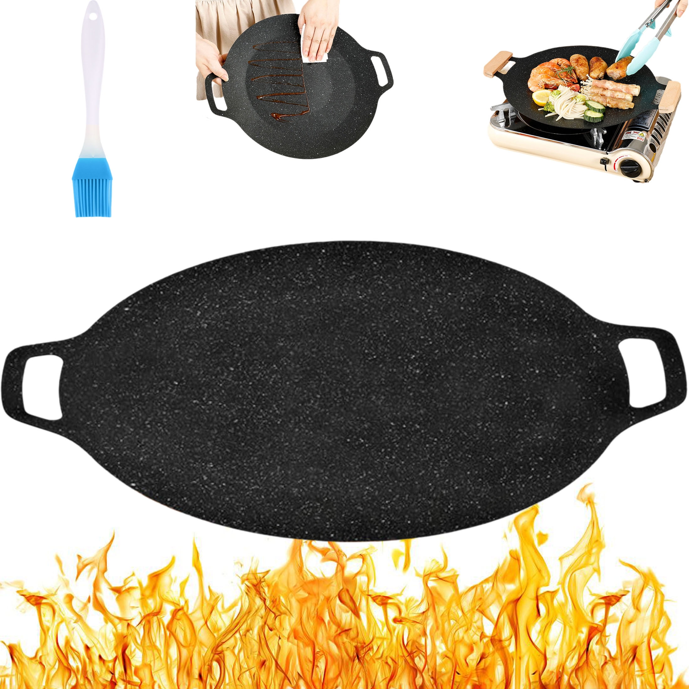 Non-stick Round Baking Pan - 2025 New Korean Grill Pan for Indoor ...