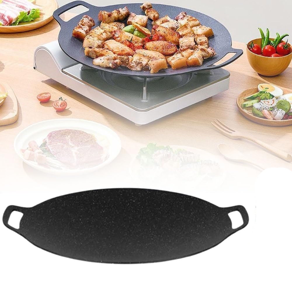 Non-stick Round Baking Pan, 2025 Upgrade Korean BBQ Grill Pan, Cast ...