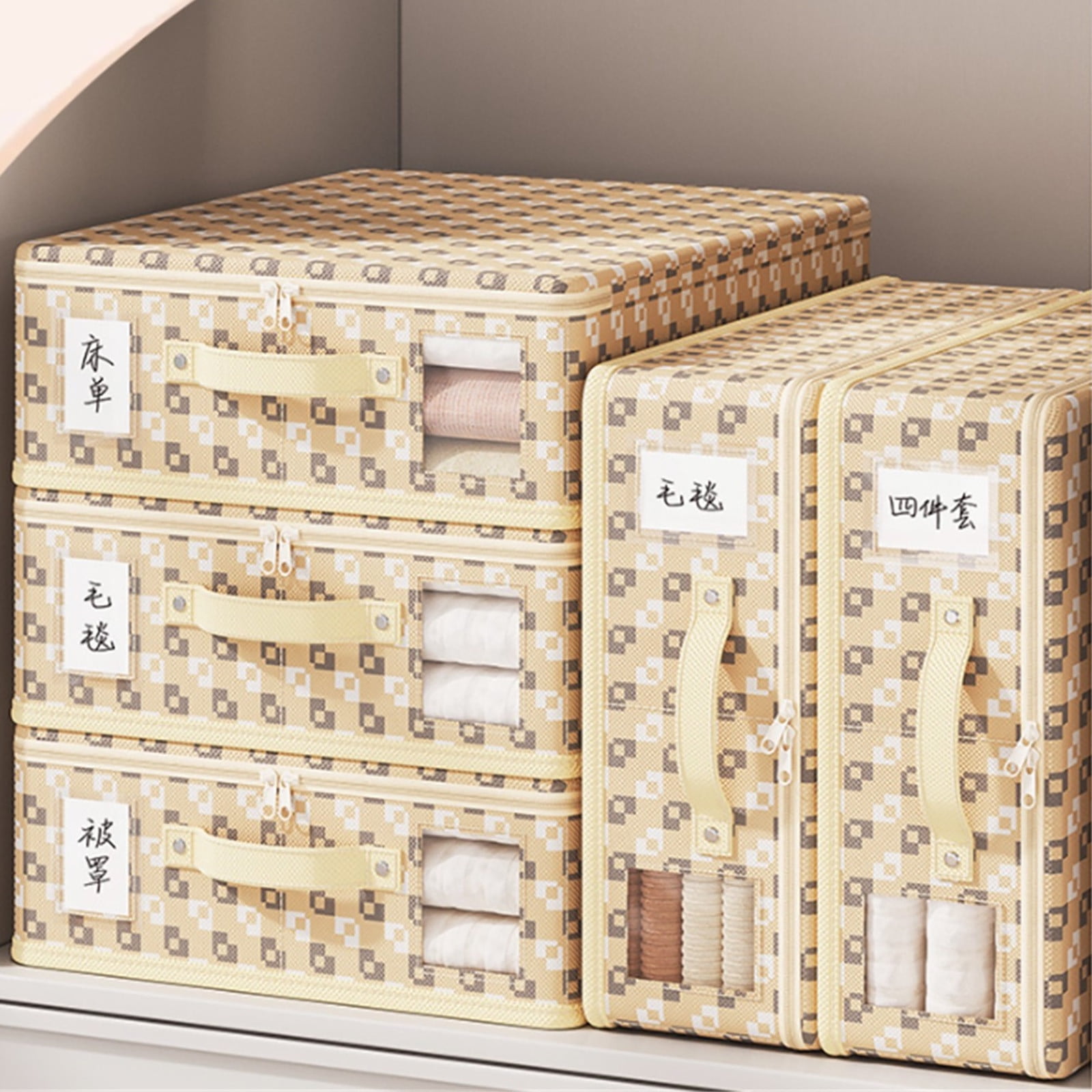 Non-woven Fabric Storage Box with Lid 4-piece Bed Sheet Organizer Set ...