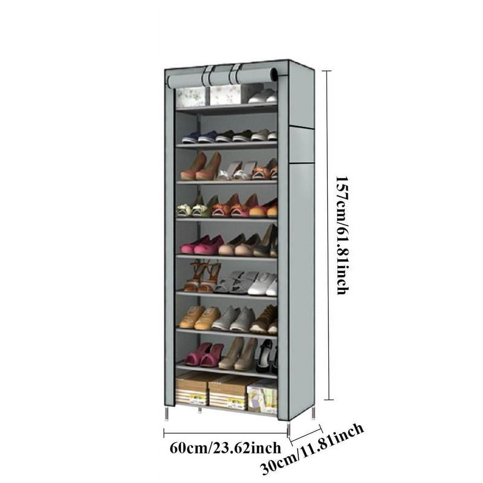 Non-woven Multi-layer Steel Tube Shoe Cabinet Shoe Rack Zipperless Shoe ...