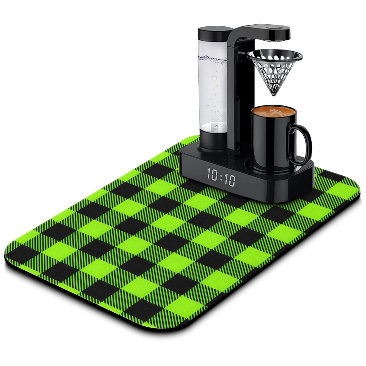 NonSlip Plaid Coffee Drying Mat UltraAbsorbent, Quick Dry, Coffee Mat ...