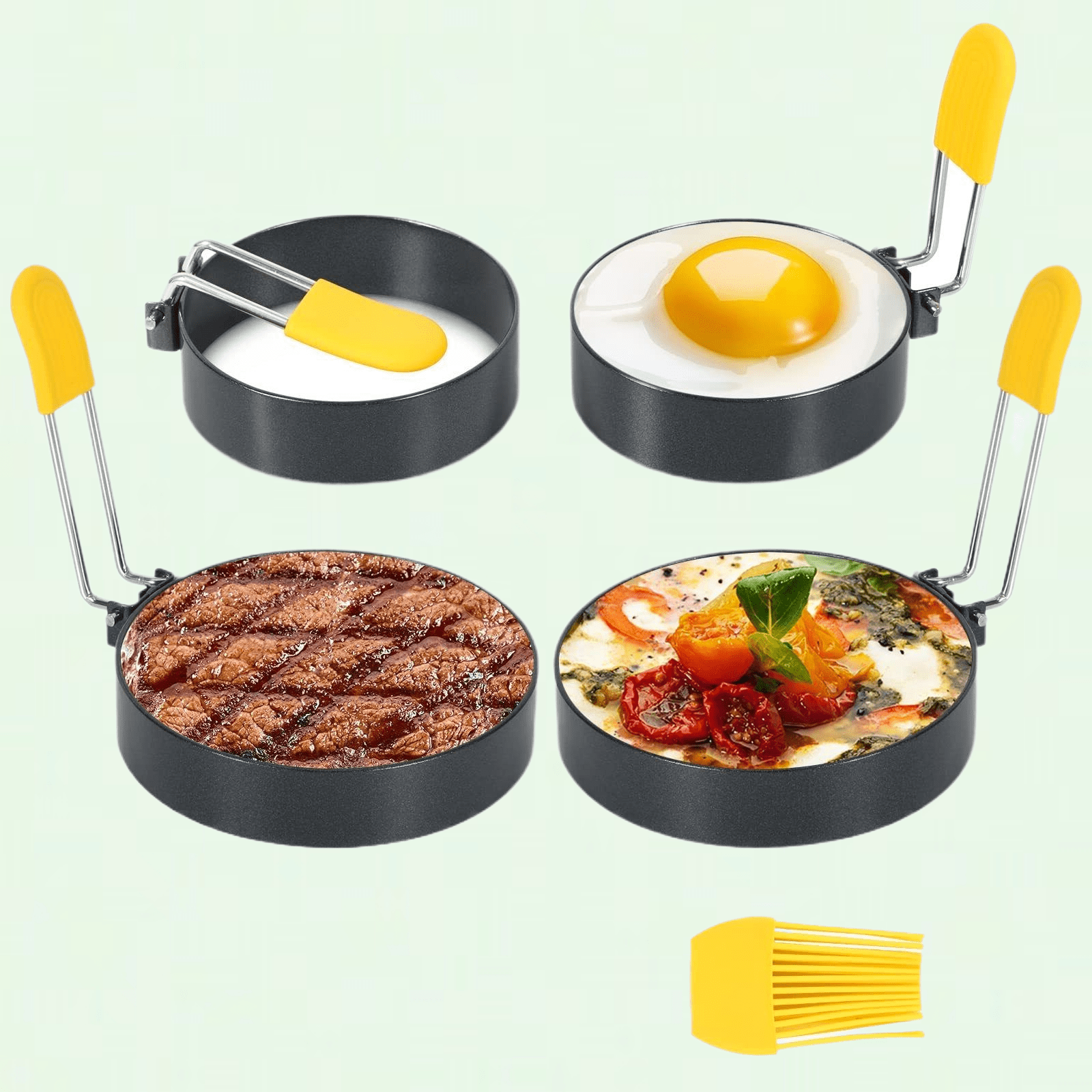 NonStick Egg Rings for Frying Eggs, 3" and 4" Stainless Steel Egg ...