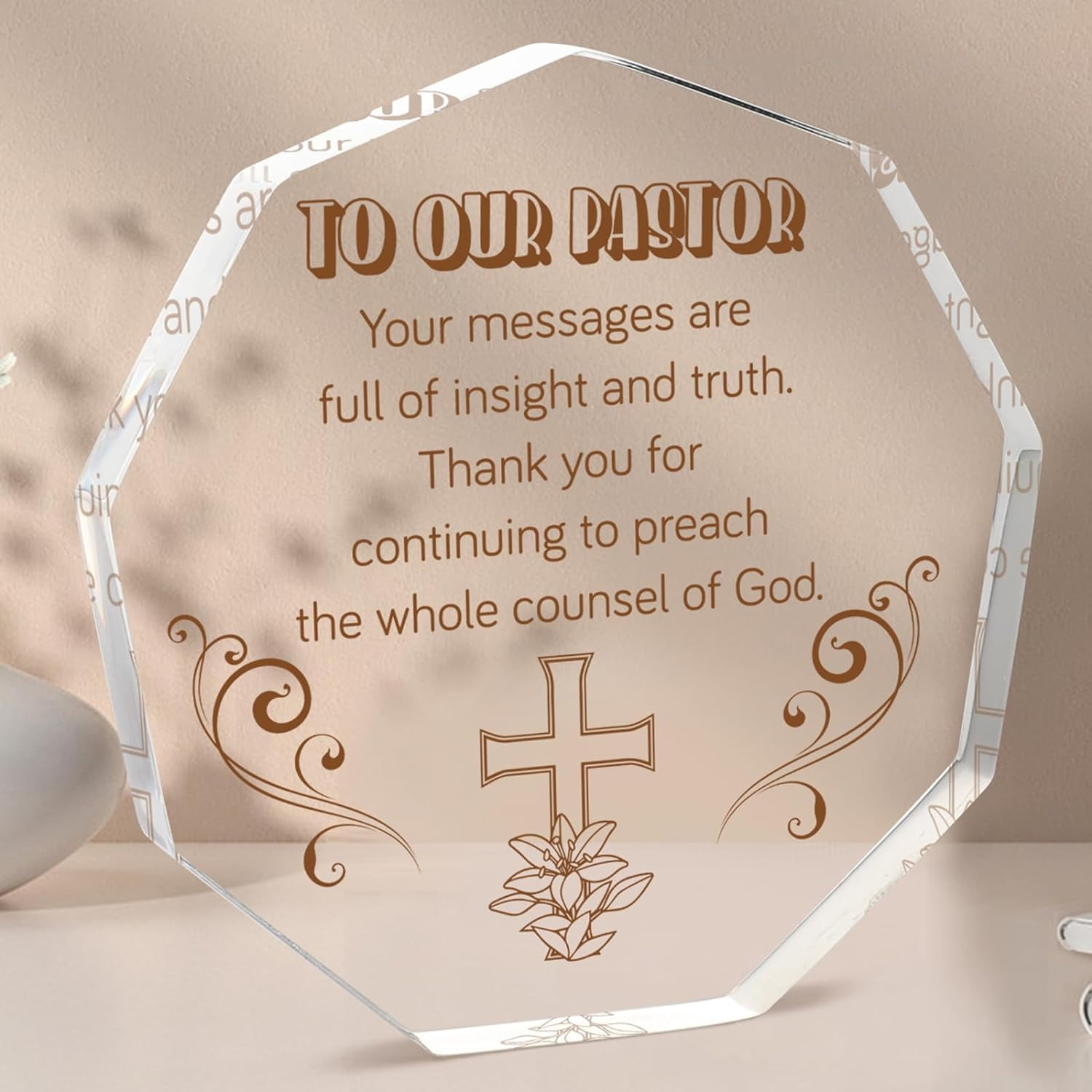Nonagon Acrylic Pastor Appreciation Plaque Gifts for Pastor, Unique ...