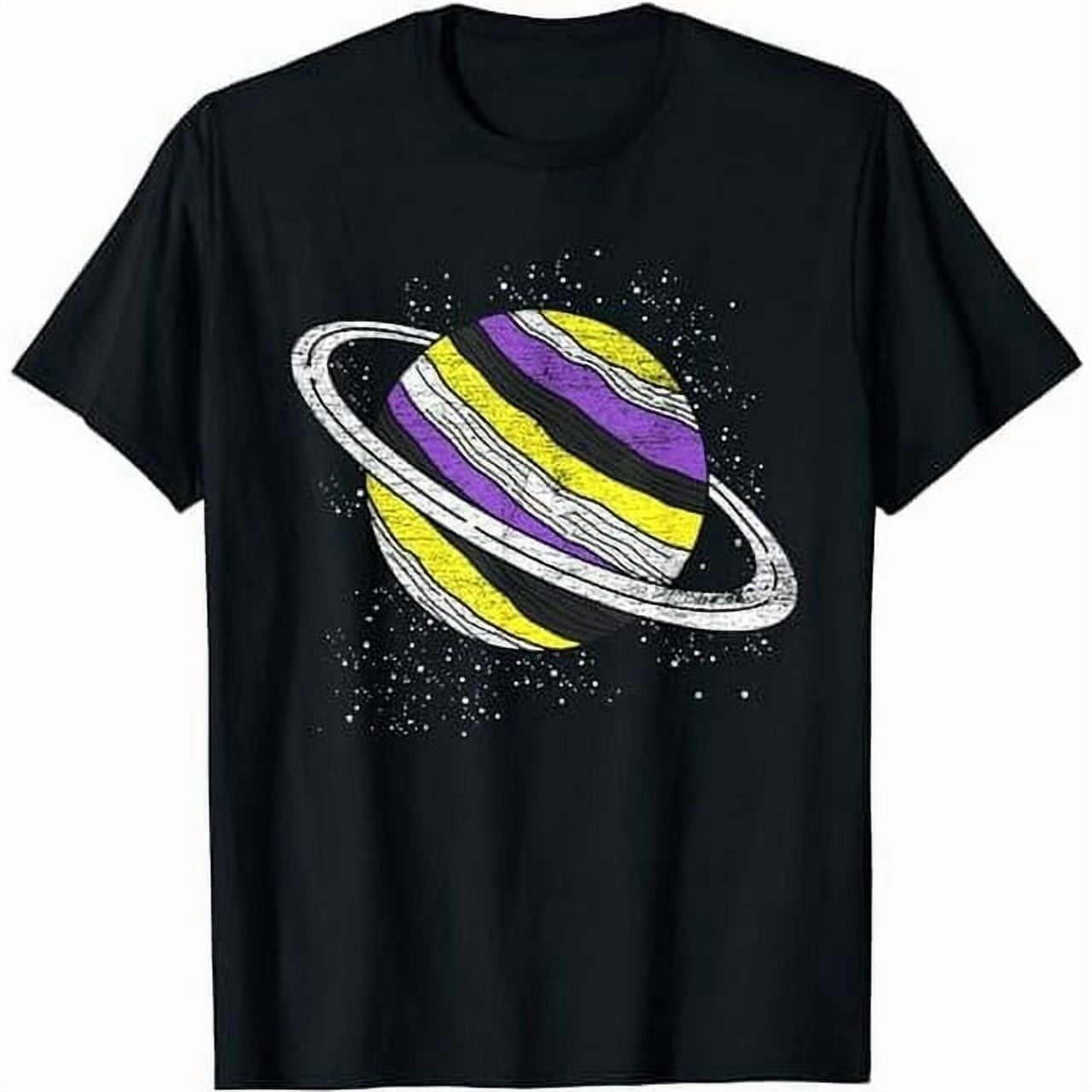 Nonbinary Flag Genderfluid Planet Agender Saturn Non Binary T-Shirt ...
