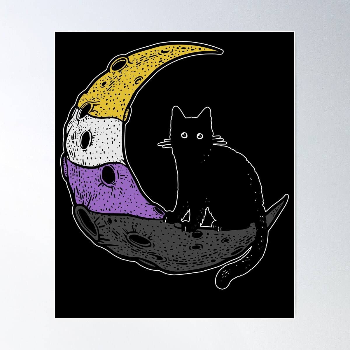 Nonbinary Moon Cat Poster Wall Art, Modern Wall Decor For Living Room ...
