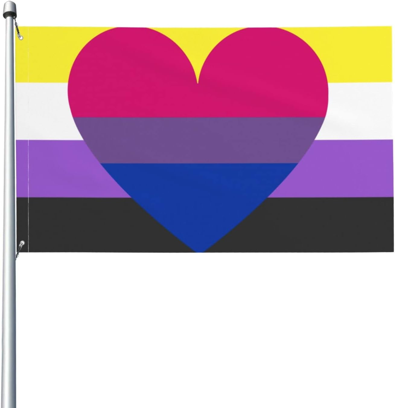 Nonbinary Non-Binary Genderqueer Pride Flag Bisexual Heart Welcome ...