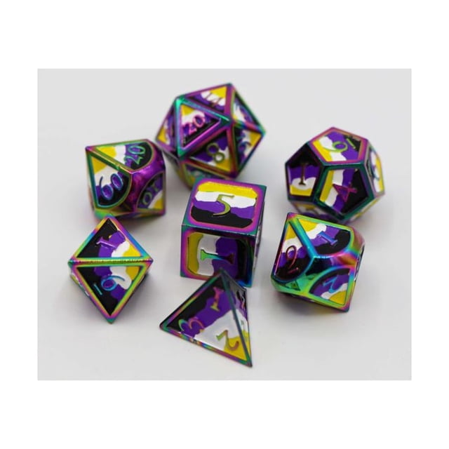 Nonbinary Pride Flag - Metal RPG Dice Set - Walmart Business Supplies