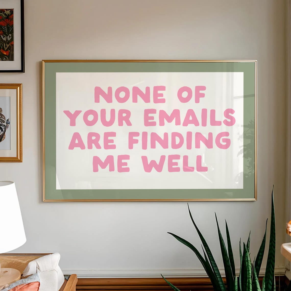 None Of Your Emails Are Finding Me Well Poster Retro Pink Green ...